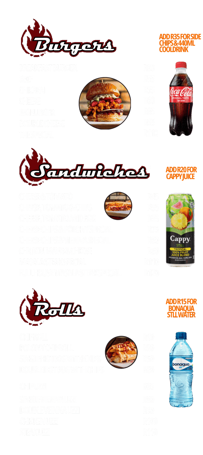 Our Menu - Steelies Fast Foods